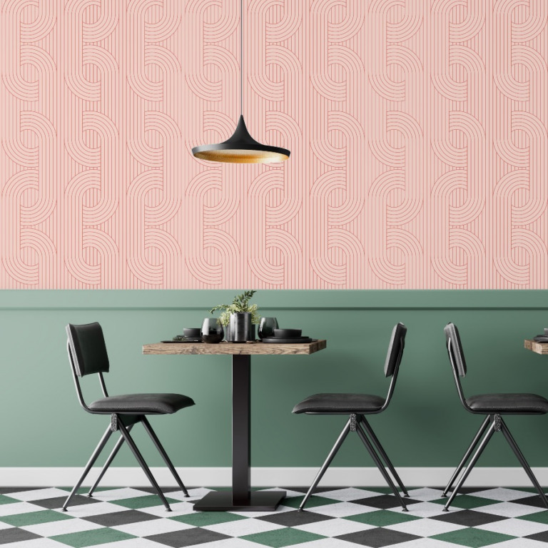 Pink Art Deco Wallpaper - Rose Blush Peel and Stick - The Wallberry