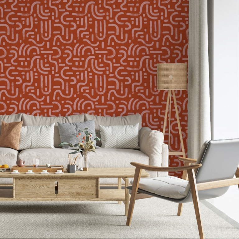 Terracotta And Cream Wallpaper - Peel and Stick - The Wallberry