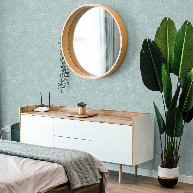 Sea Blue Swirls Wallpaper - Peel and Stick - The Wallberry